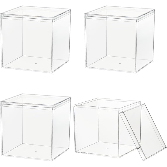 Clear Acrylic Plastic Square Cube 4 Pack 4.7x4.7x4.7Inch/120X120X120mm ...
