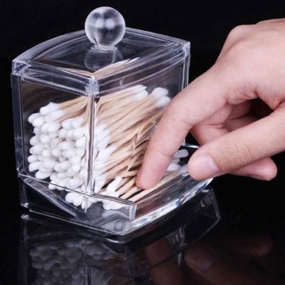Clear Acrylic Q-tip Makeup Storage Cotton Swab Organizer Box Cosmetic ...