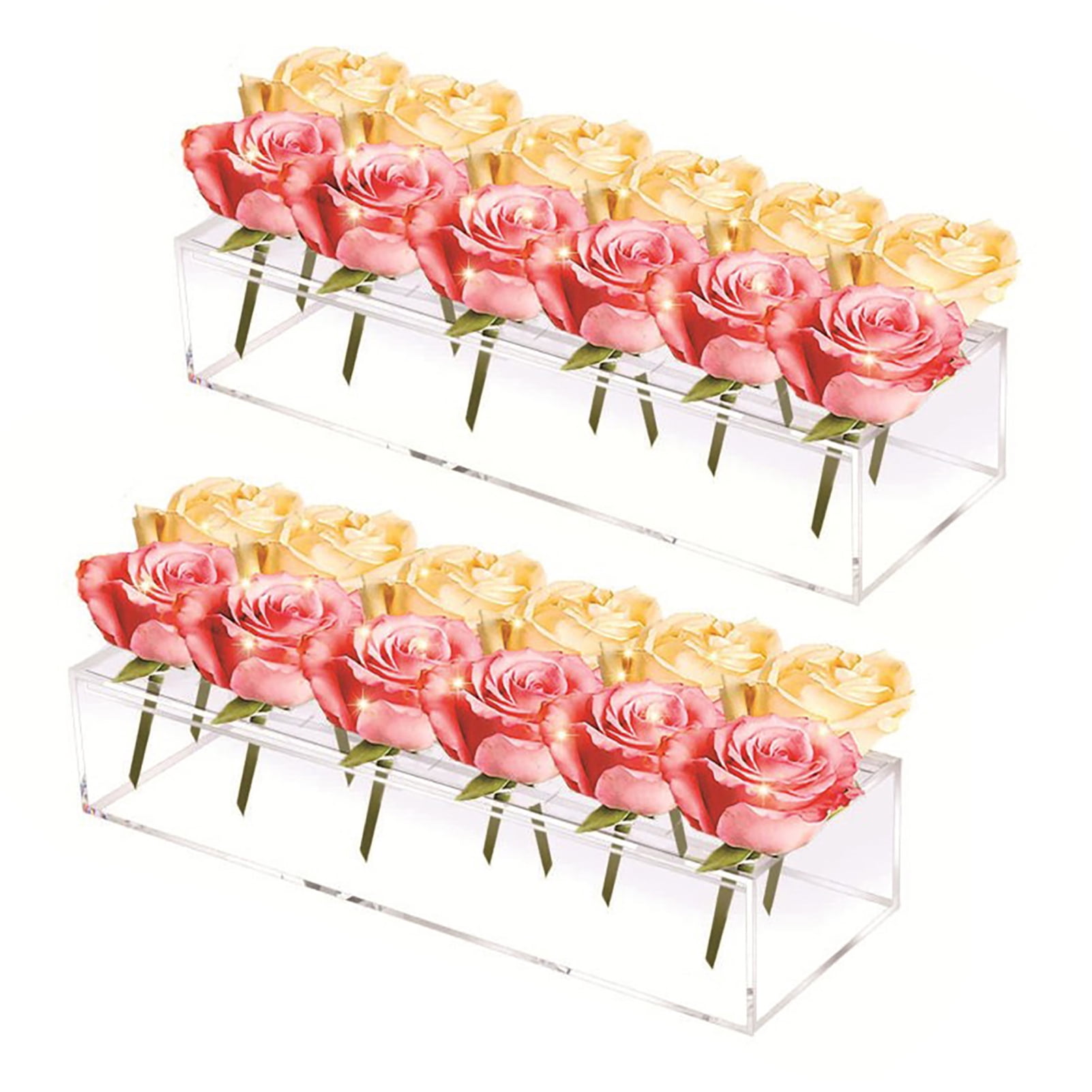 Clear Acrylic Rectangular Flower Vase Modern Long Floral Centerpiece ...