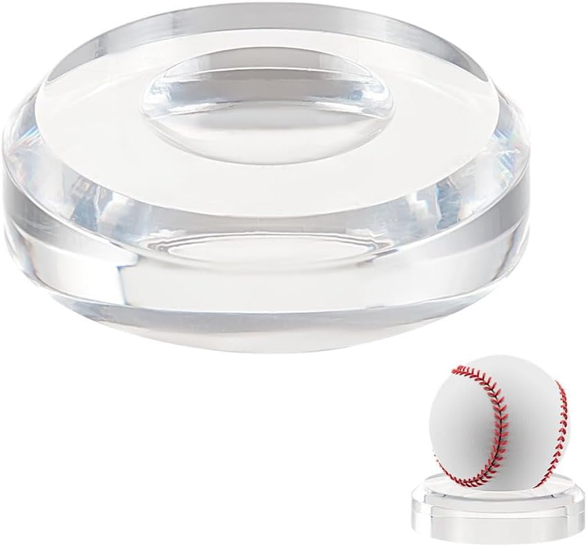 Clear Acrylic Round Display Base with Indented Circle 3 Inch Game Balls ...