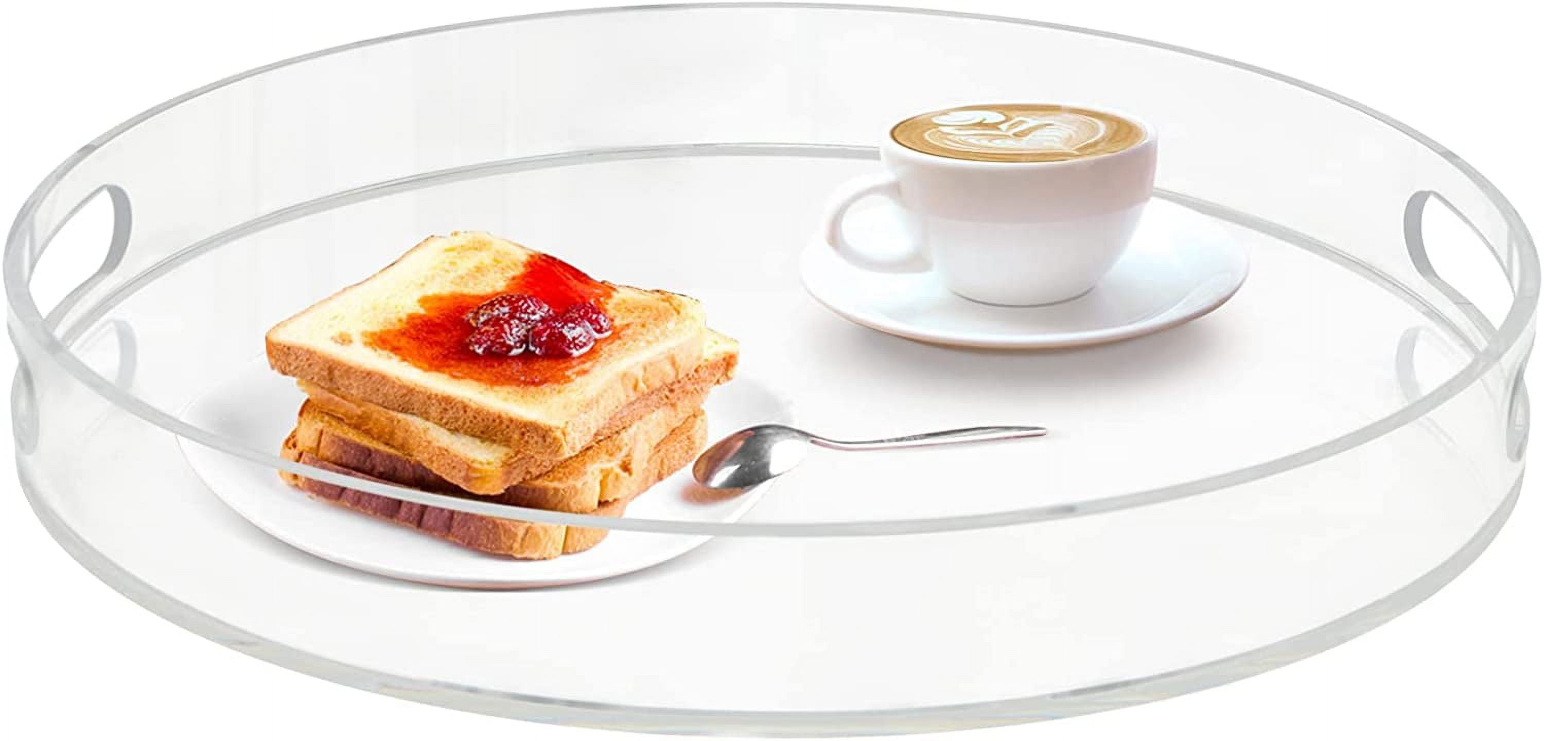 Clear Acrylic Round Tray with Handles Serving Tray Coffee Table Tray ...