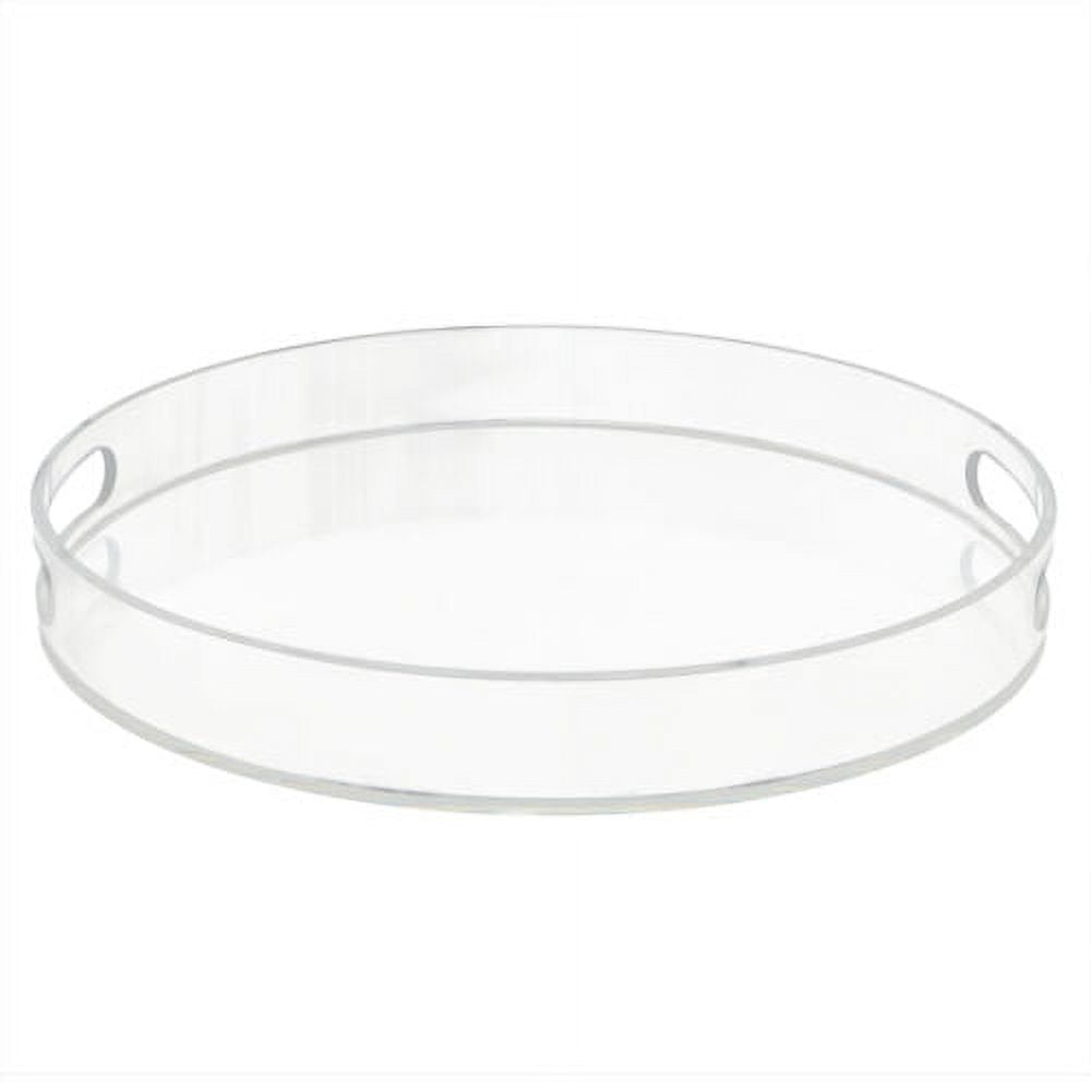 Waterproof Clear Acrylic Round Serving Tray w/Handles, 40cm Large for ...