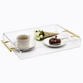 Clear Acrylic Serving Tray with Gold Handle, Spill Proof Clear Acrylic ...