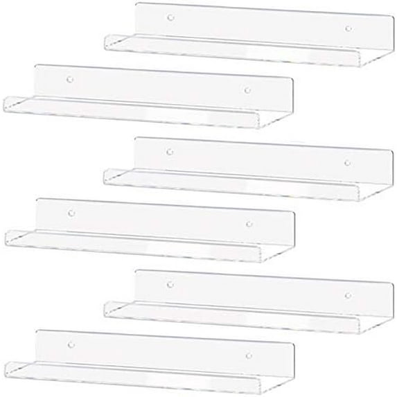 Clear Acrylic Shelf 15" Invisible Floating Wall Ledge Bookshelf, Kids ...