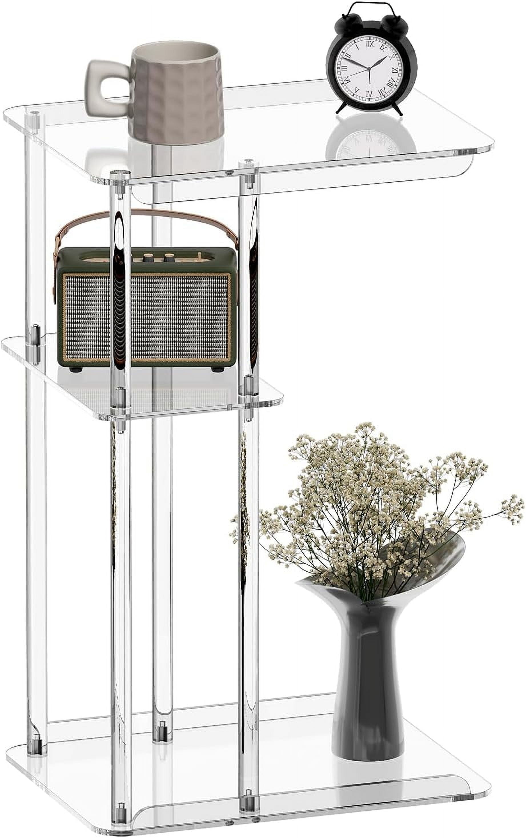Clear Acrylic Side Table, C Shaped End Table for Sofa, Small Snack ...