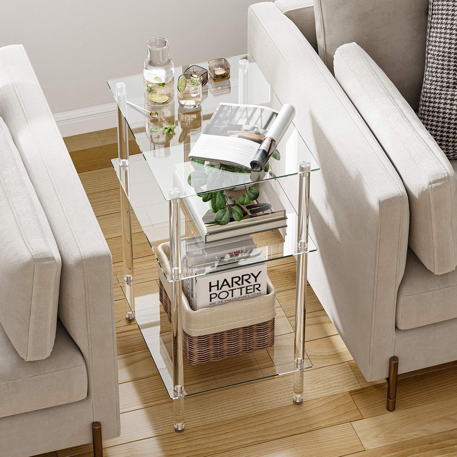 Clear Acrylic Side Tables 2-Pack + 3-Tier Storage Shelves + Affordable ...