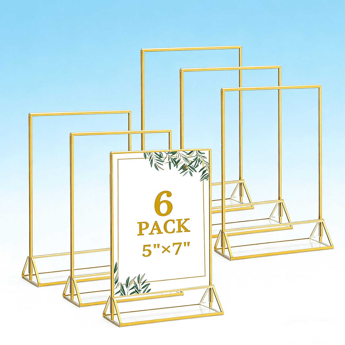 Clear Acrylic Sign Holders, Double-Sided Gold Display Stand Picture ...