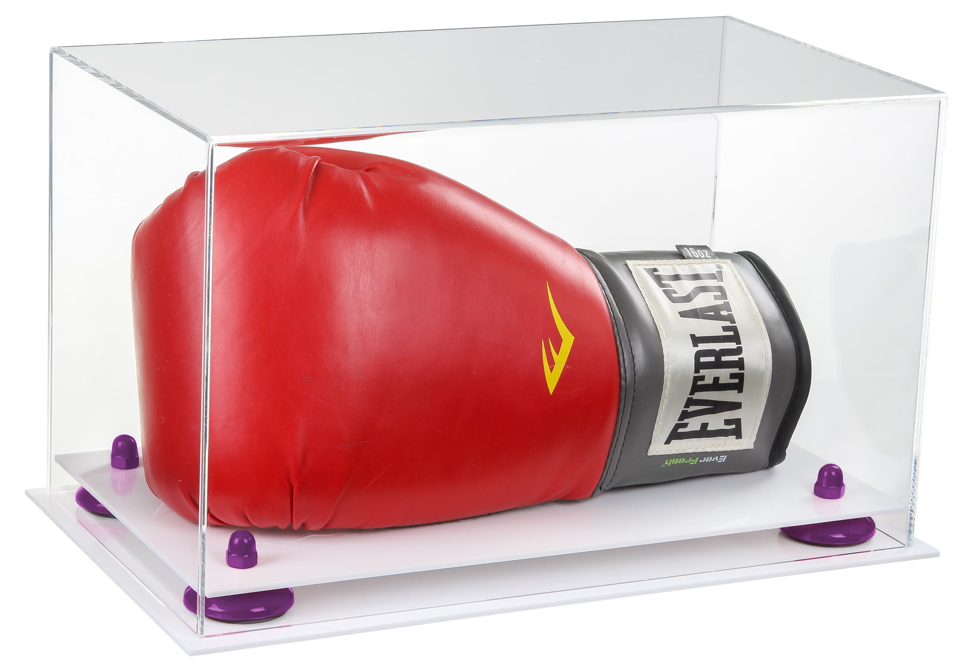 Clear Acrylic Single or Double Boxing Glove Display Case with Purple ...