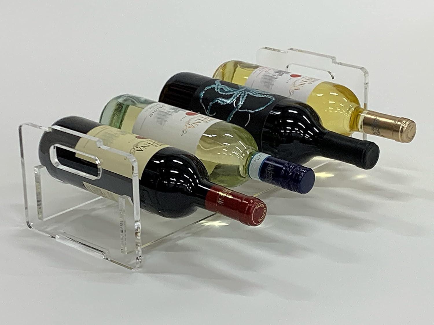 Clear Acrylic Stackable Wine Rack Holds 4 Bottles, Approximately 16.5 x ...