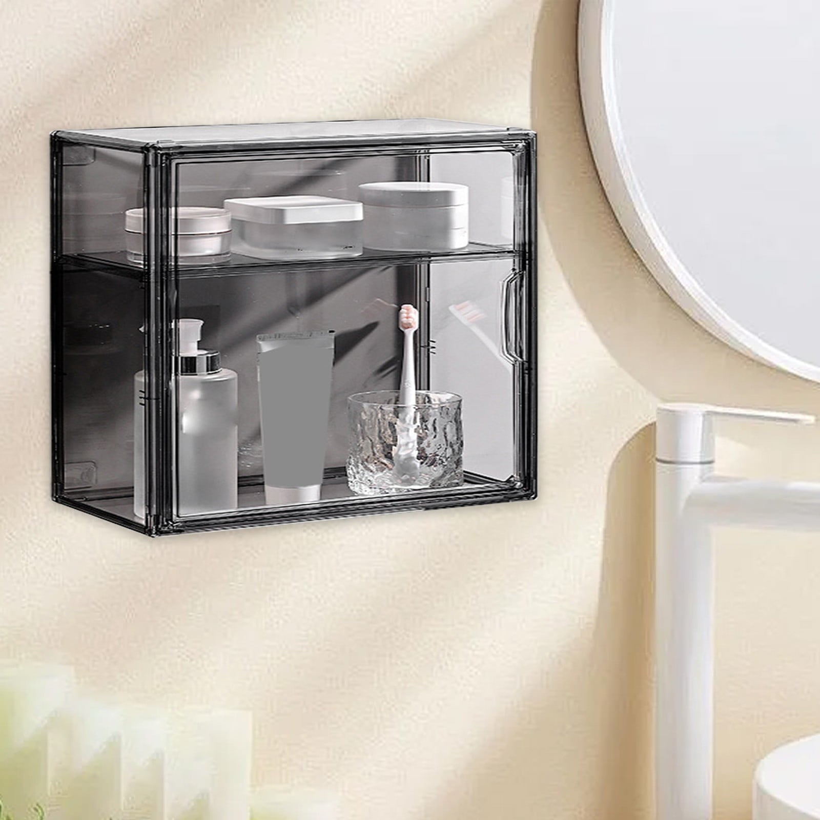 Clear Acrylic Stacking Organizer,Wall-Mounted Toiletries Display,Large ...