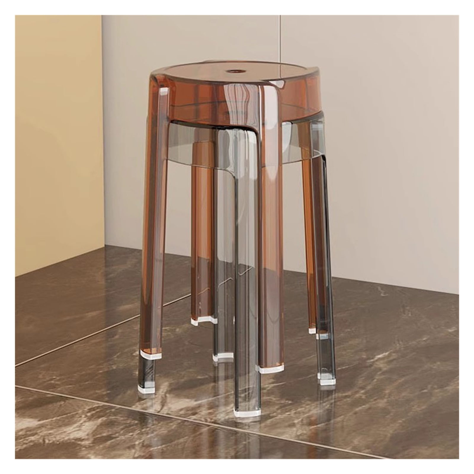 Clear Acrylic Stools Set of 2 Stackable Stools Plastic Transparent Bar ...