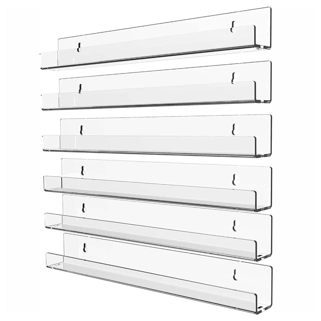 Clear Acrylic Storage Shelf Floating Rack Hangable Organization Holder ...