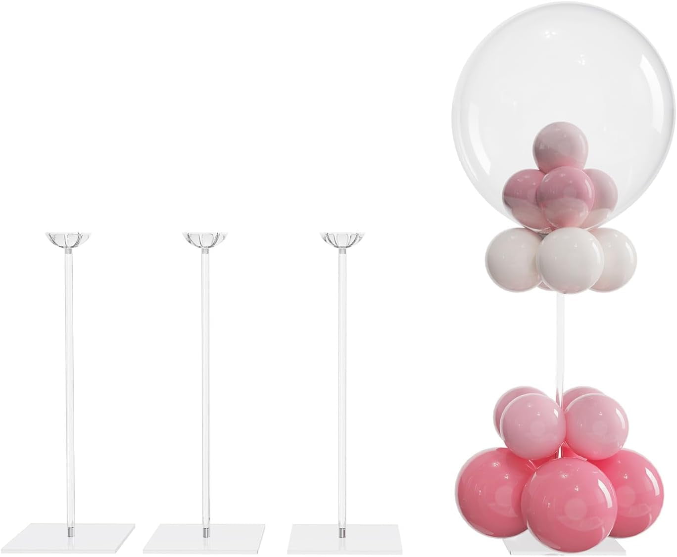 Clear Acrylic Tabletop Balloon Stand Kit, 15.75 Inch 4 pack Balloon ...