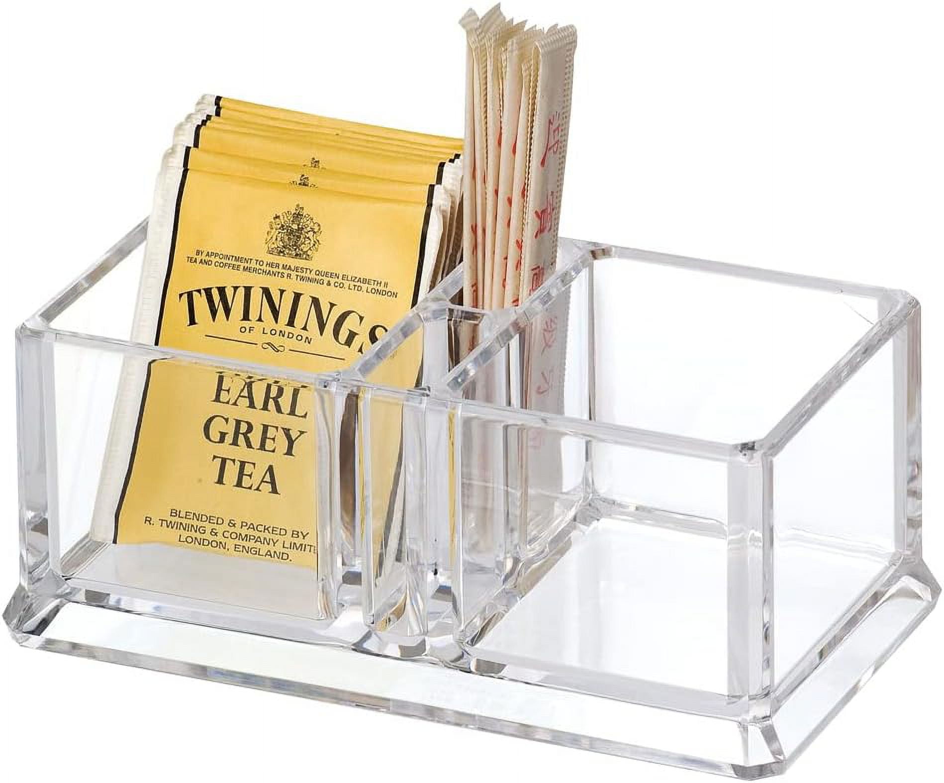 Clear Acrylic Two Lattices Tea Bags Holder Coffee Sugar Bag Case Guest ...