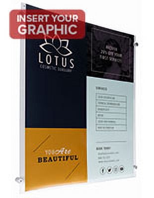 Clear Acrylic Wall Sign for 22x28 Graphics with 4 Edge-Grip Standoff ...