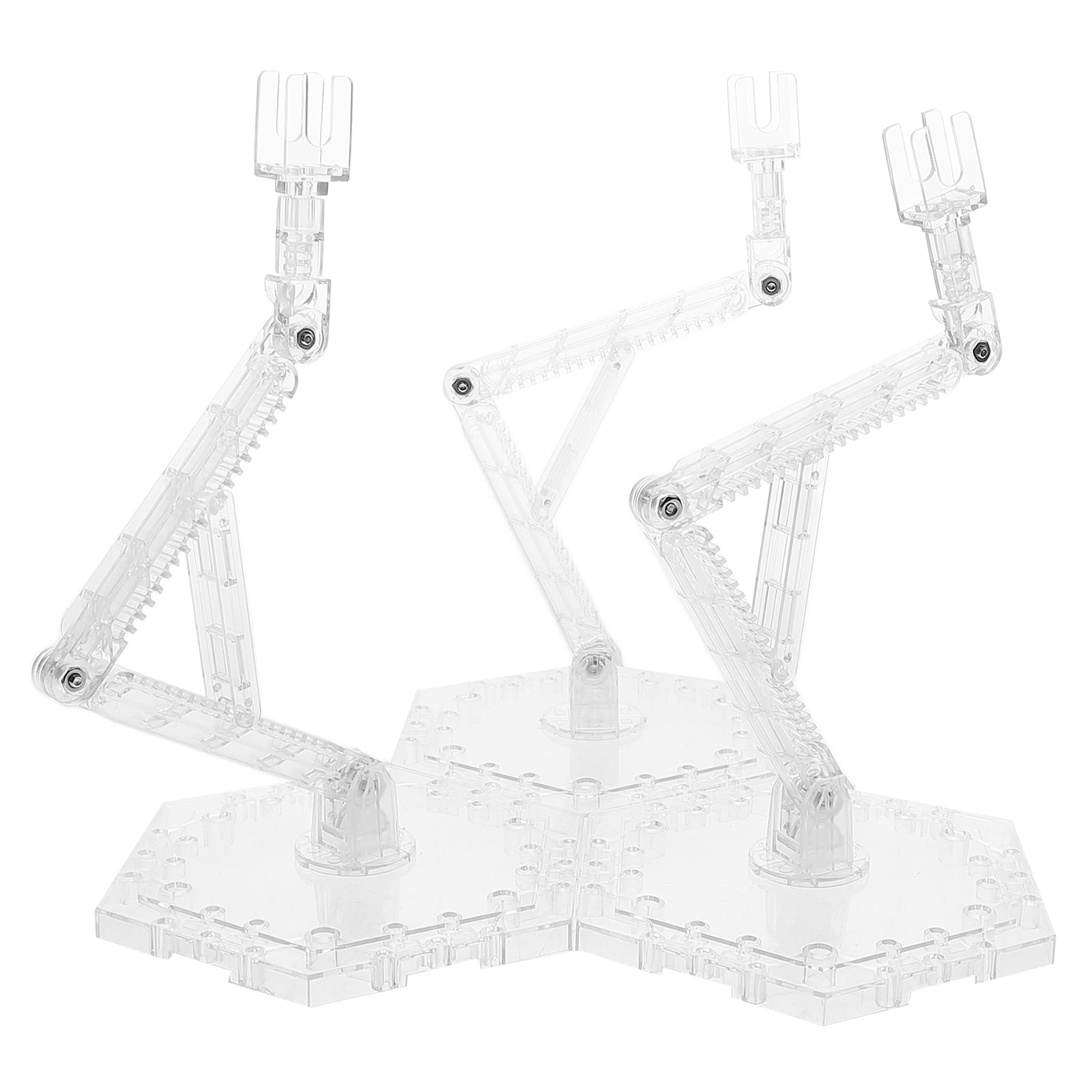 Clear Action Figure Posing Stands Three Head Splicing Base for MG HG RG ...