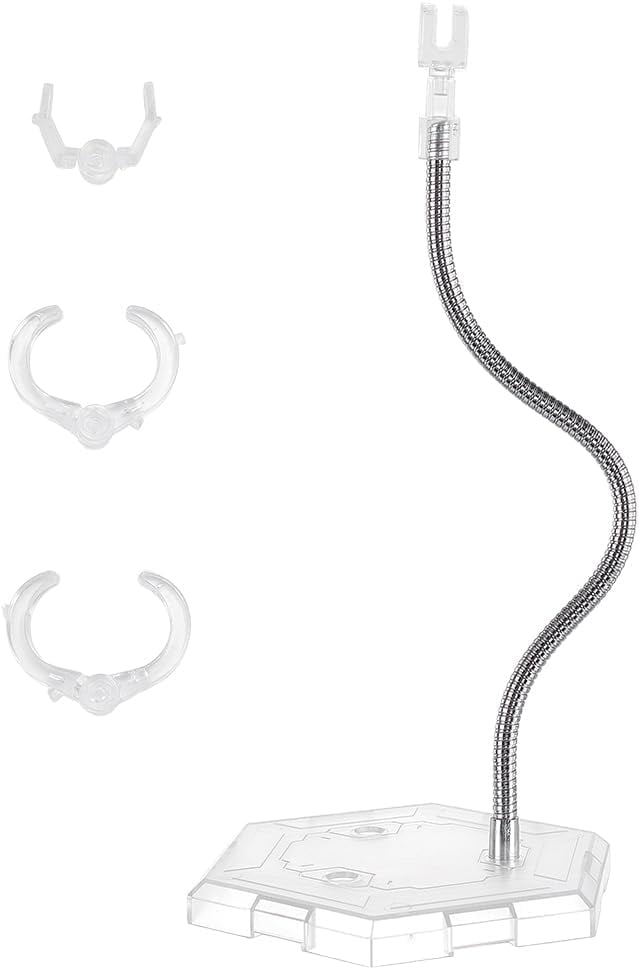 Clear Action Figure Stand Hexagon Plastic Base with Metal Flexible ...