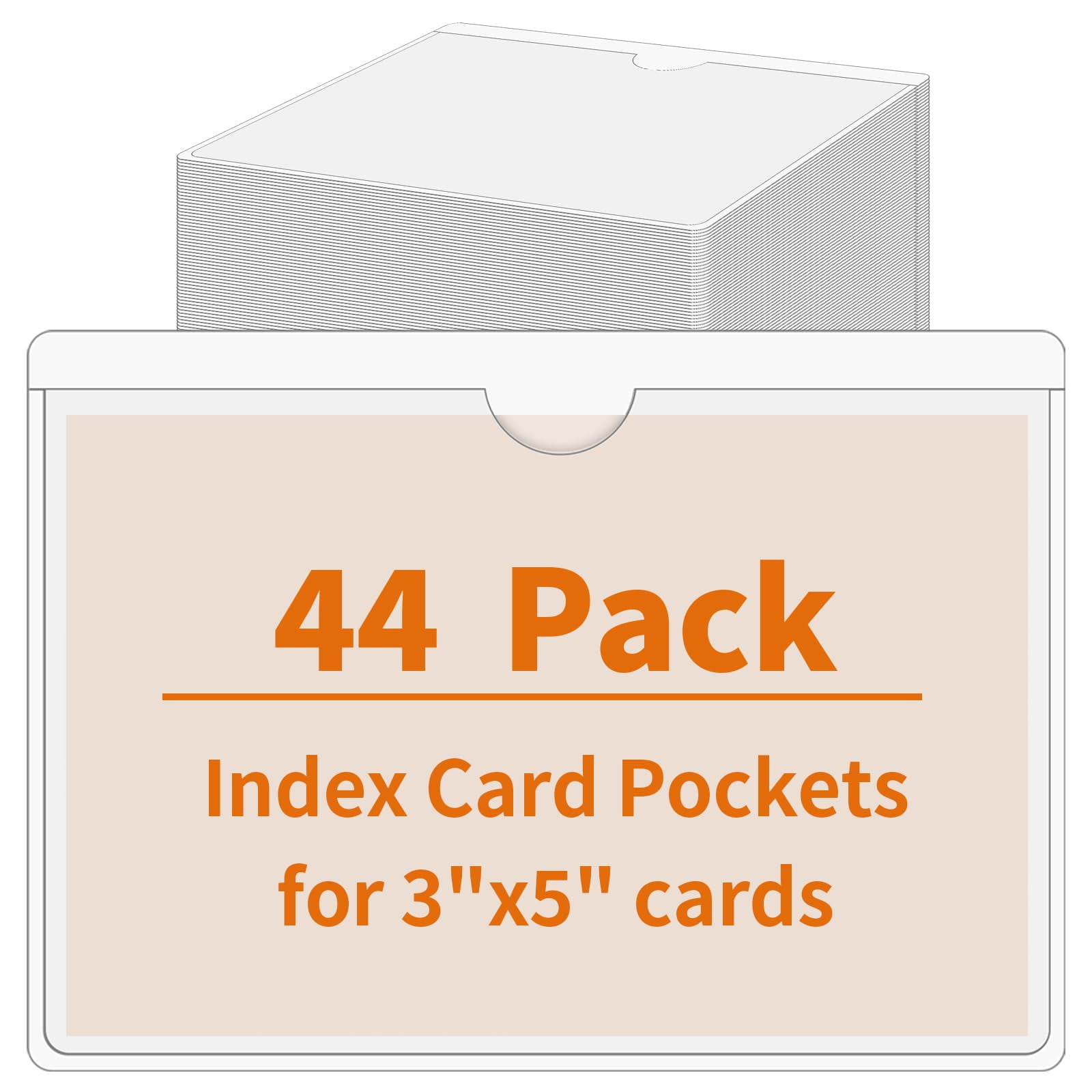 Clear Adhesive Pockets for 3x5 Inch Cards, 44 Pack Label Holders for ...