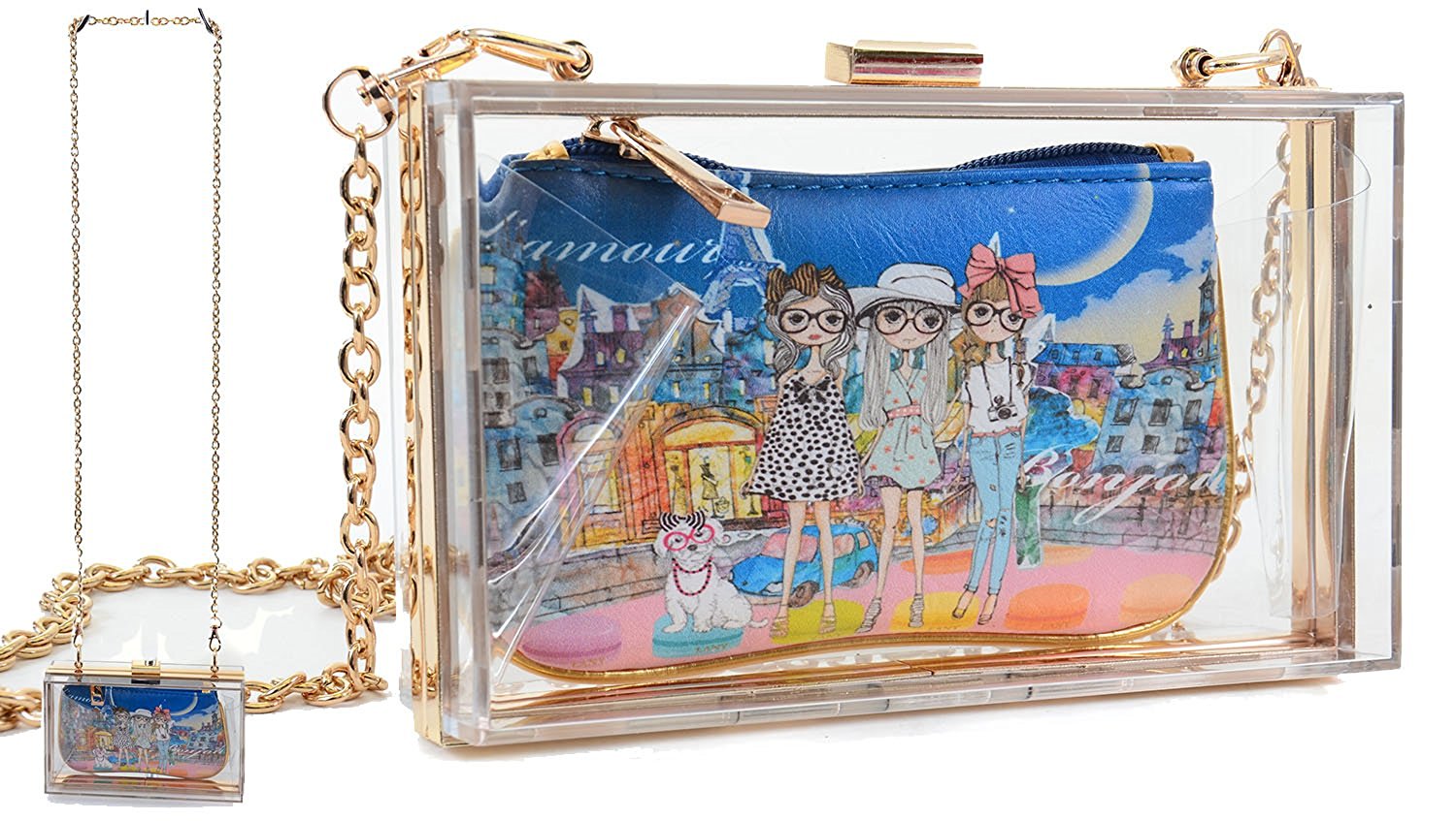 Clear Adorable Tween Girls Cross-body Bag Purse Removable Bag - Walmart.com