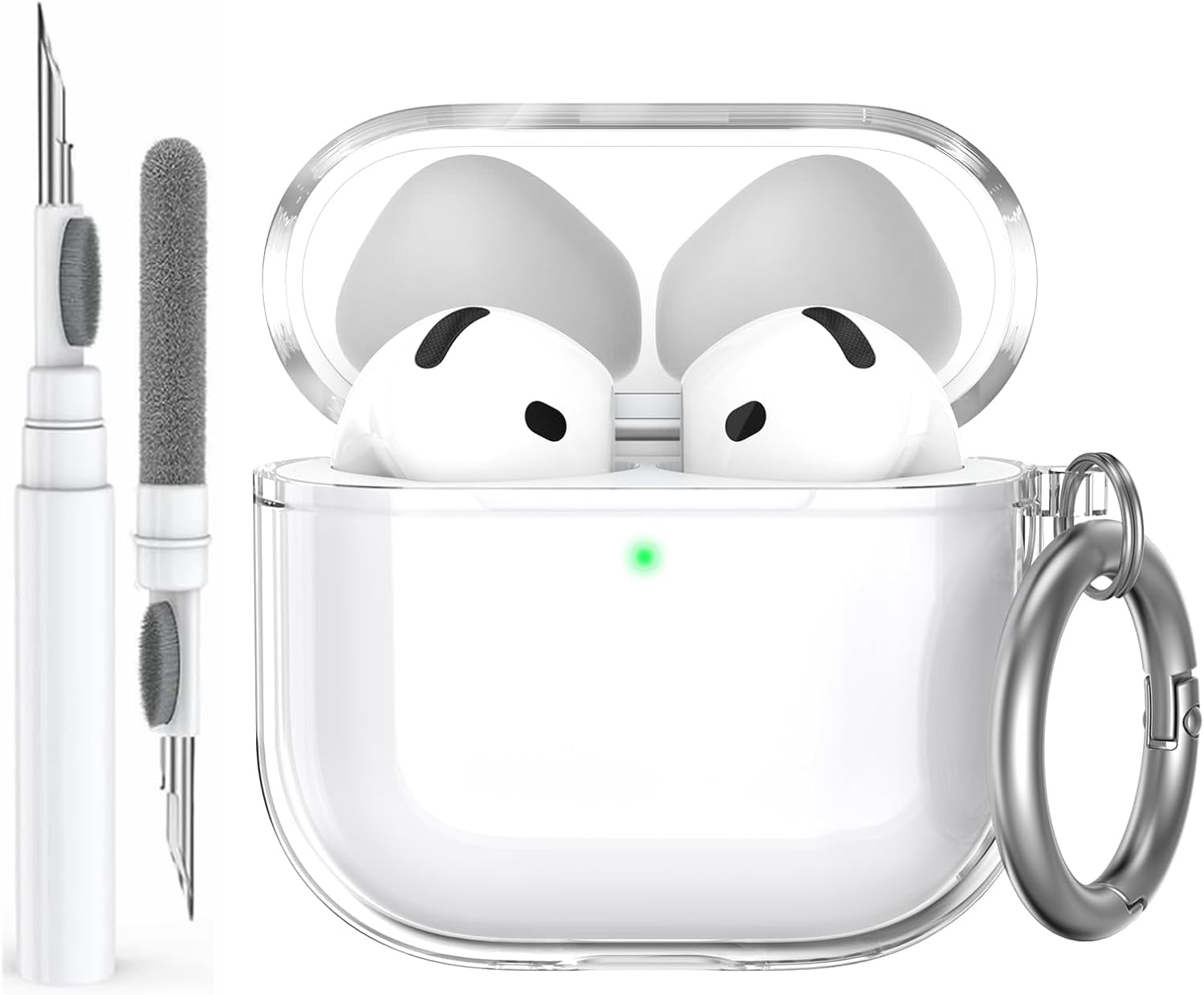 Clear Airpods 4 Case Cover with Cleaning Kit [Anti-Yellowing] Soft TPU ...