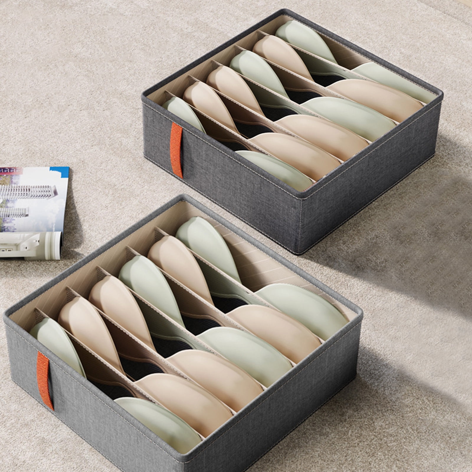 Closet Clothes Organizer,Bra Sock Storage Box,Adjustable Shelf,Clear ...