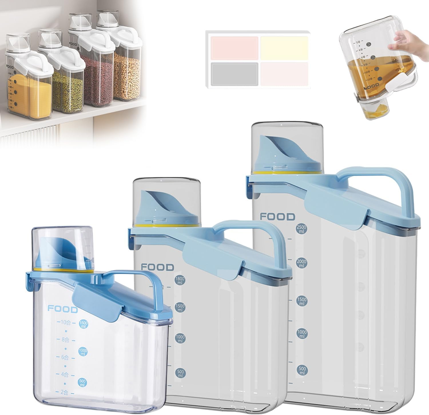 Clear Airtight Food Storage Containers, Derftionm 2.8L Airtight Large ...
