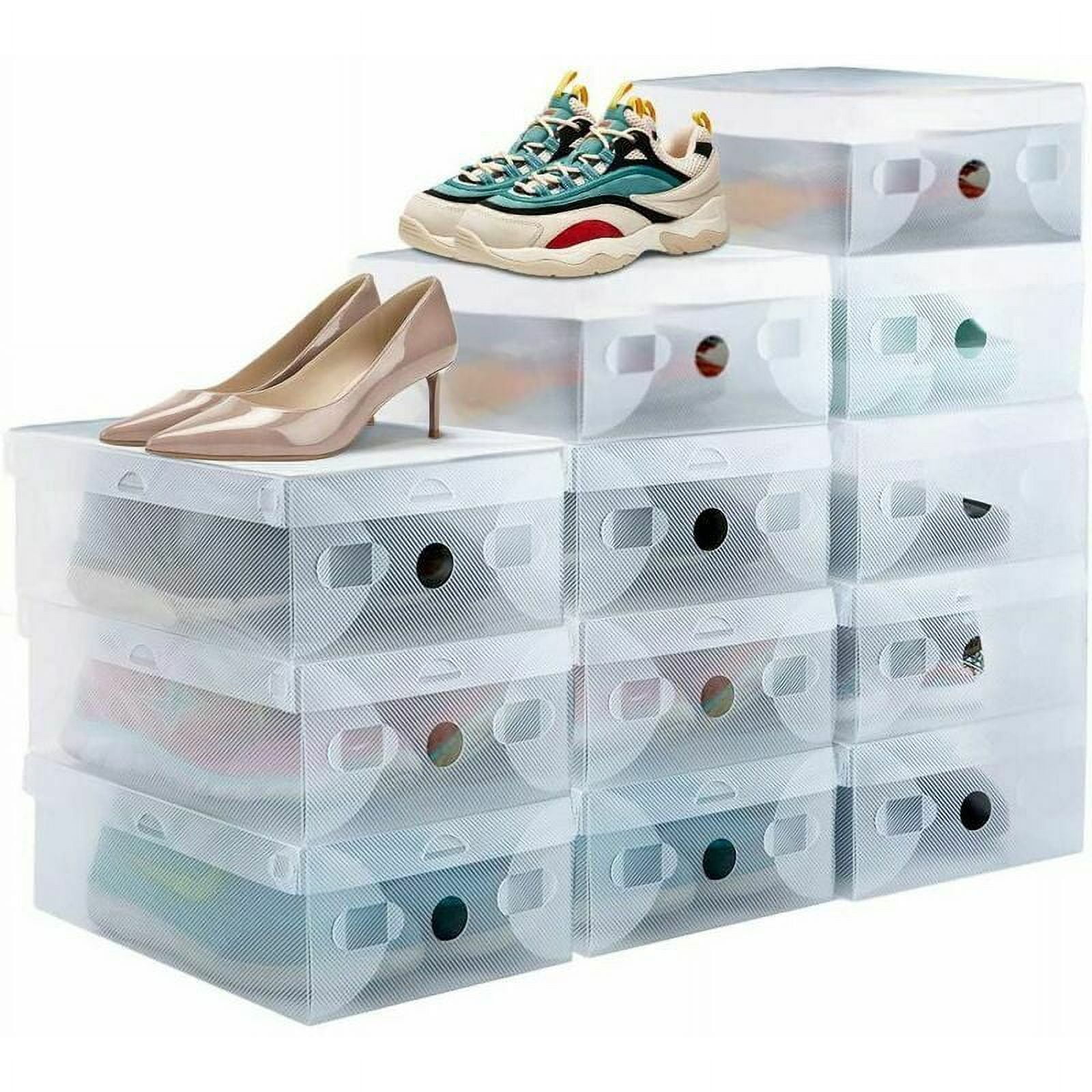 Clear, Airtight Plastic Organizers for Shoes up to Size 9 Stackable ...