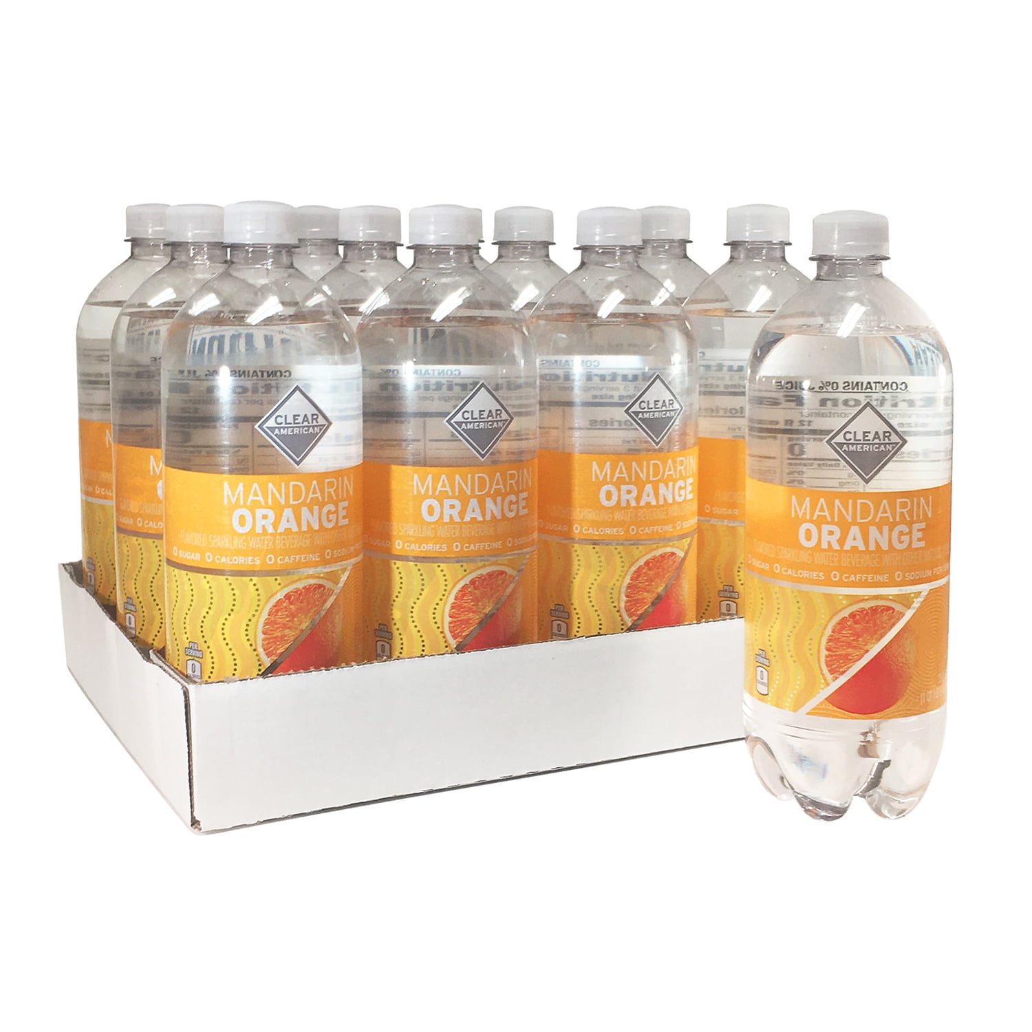 Clear American Mandarin Orange Sparkling Water Bottles, 33.8 fl oz, 12 Pack - Walmart.com