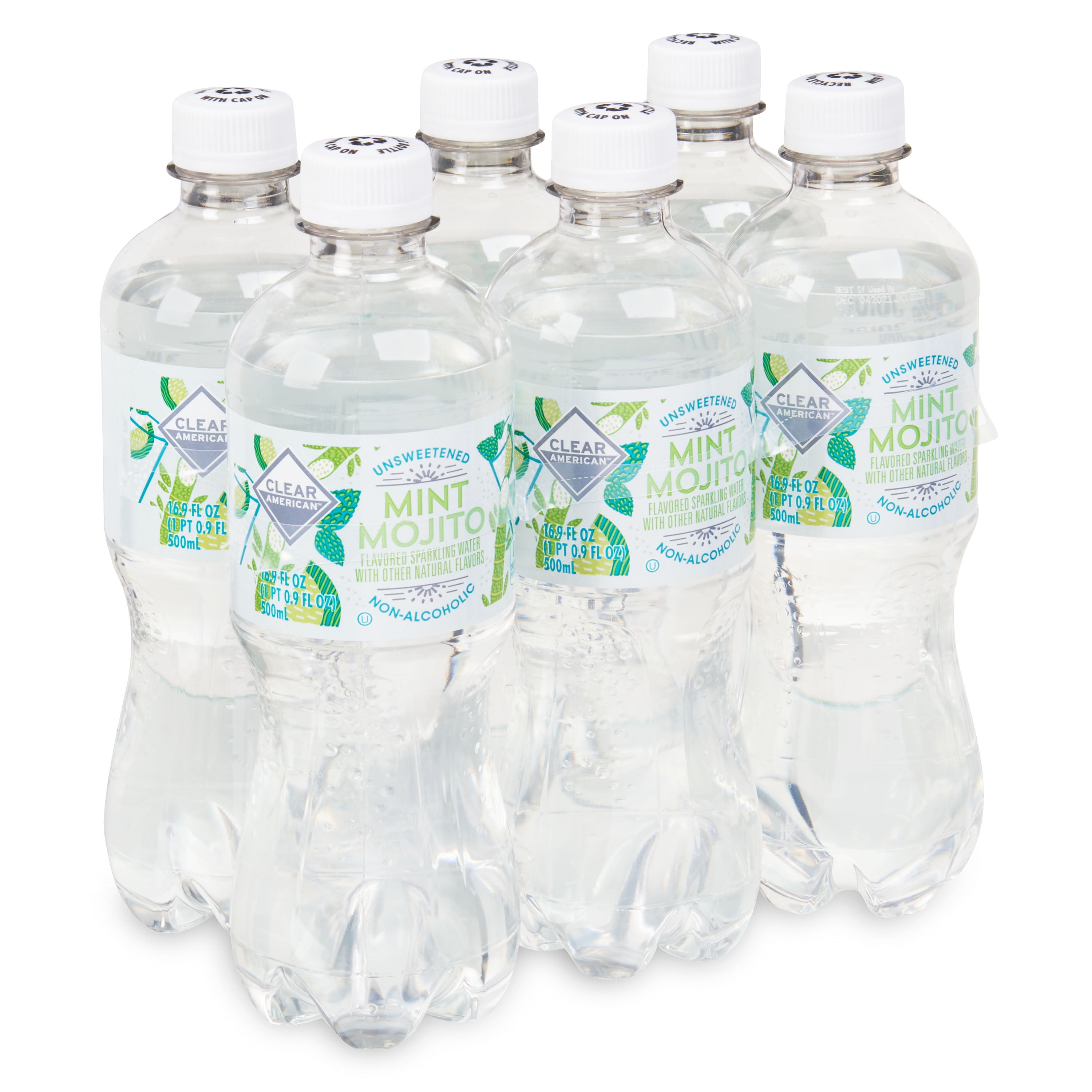Clear American Sparkling Water, Unsweetened Non-Alcoholic Mint Mojito, 16.9 fl oz, 6 Pack ...