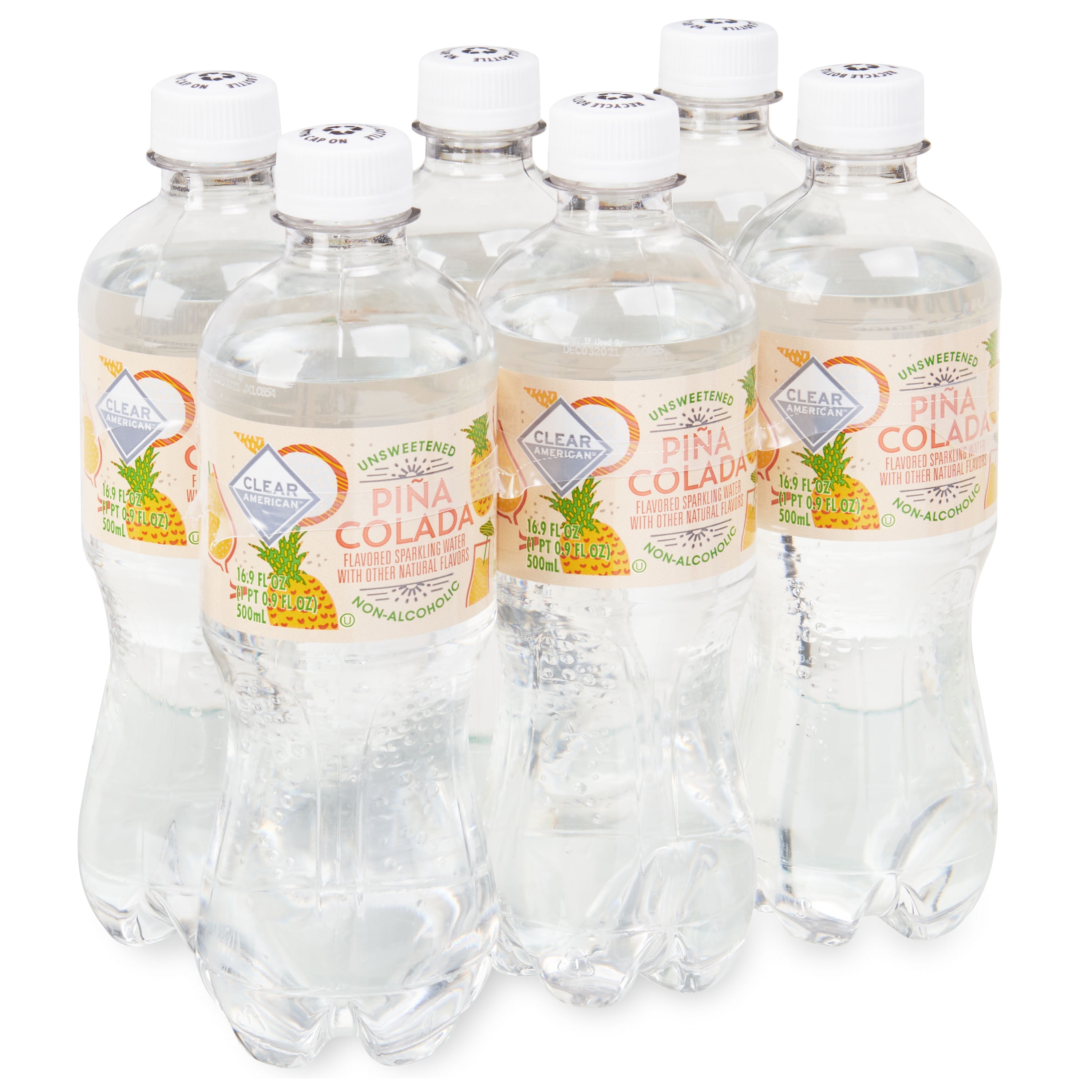 Clear American Sparkling Water, Unsweetened Non-Alcoholic Pina Colada, 16.9 fl oz, 6 Pack ...