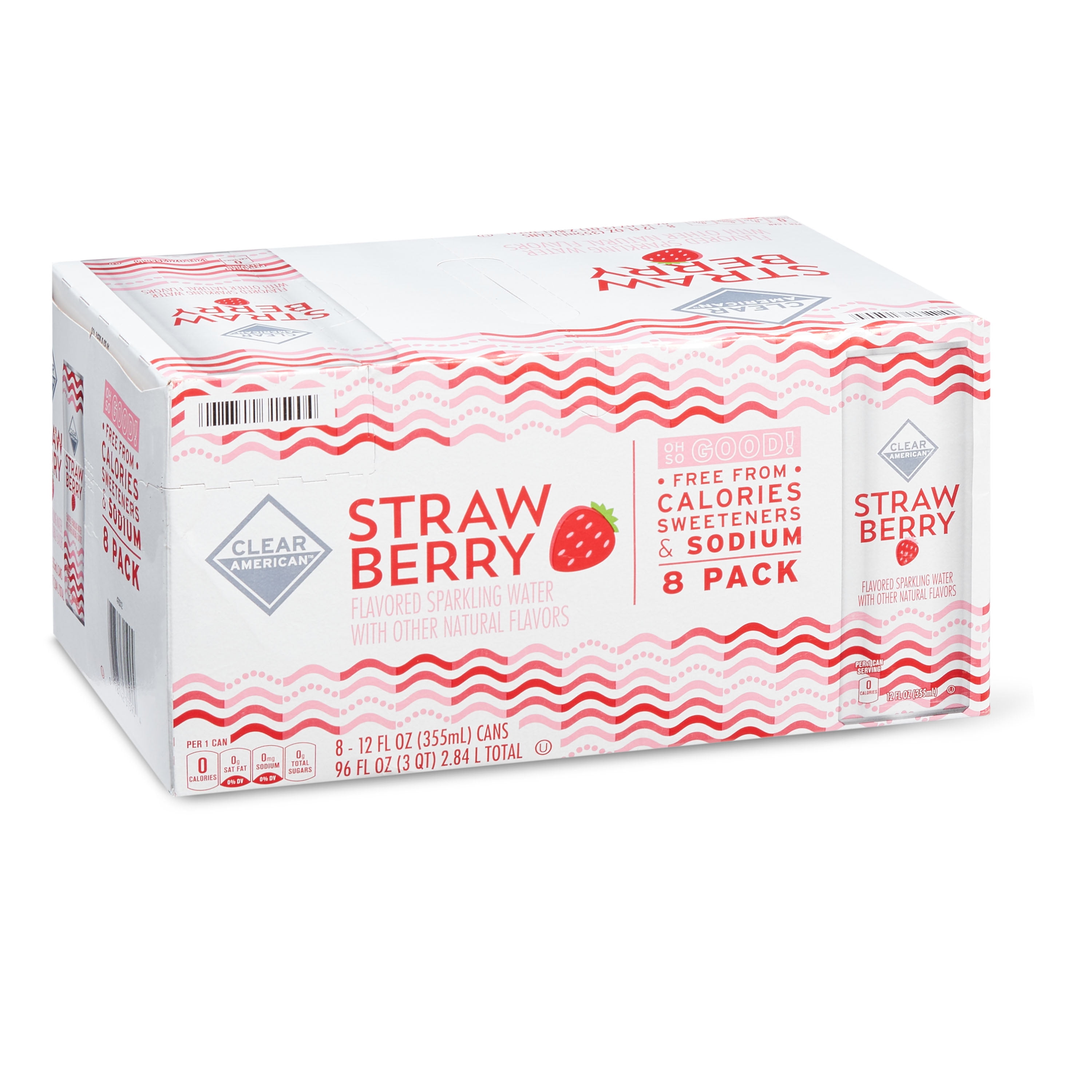 Clear American Strawberry Sparkling Water, 12 fl oz, 8 Count - Walmart.com