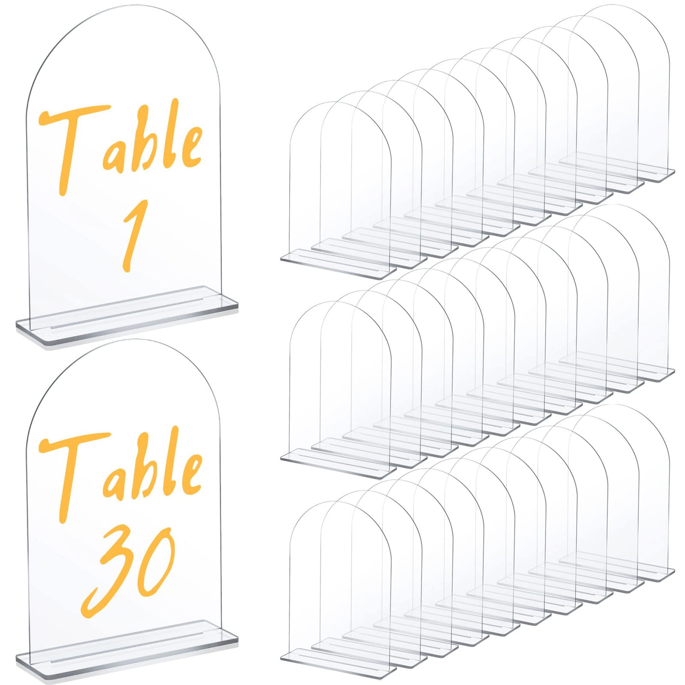 Clear Arch Acrylic Table Number Set - 30 Pack Blank Signs for Weddings ...