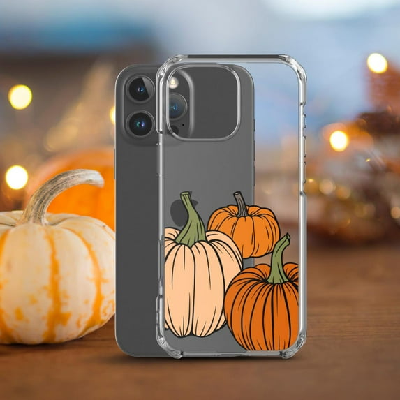 Clear Autumn Halloween Pumpkin Themed Phone Case 17 16 15 14 13 12 11 ...
