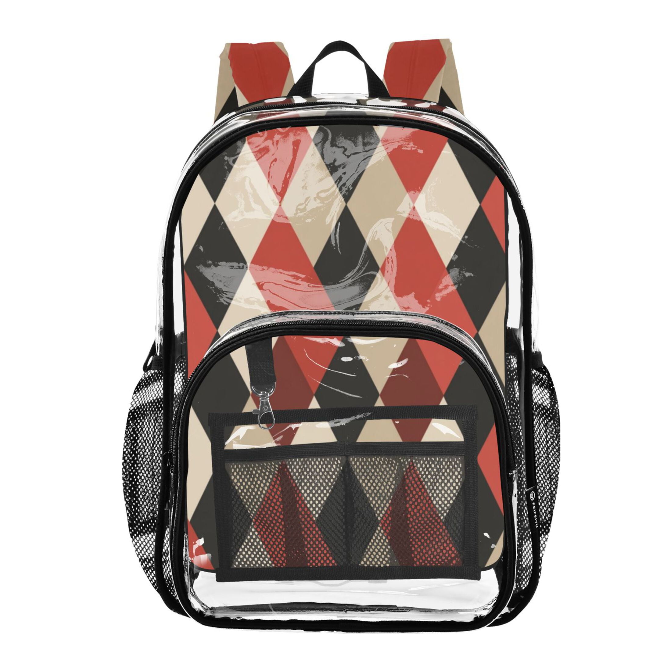 Clear Backpack 12L Large Capacity Transparent Waterproof Red Beige ...