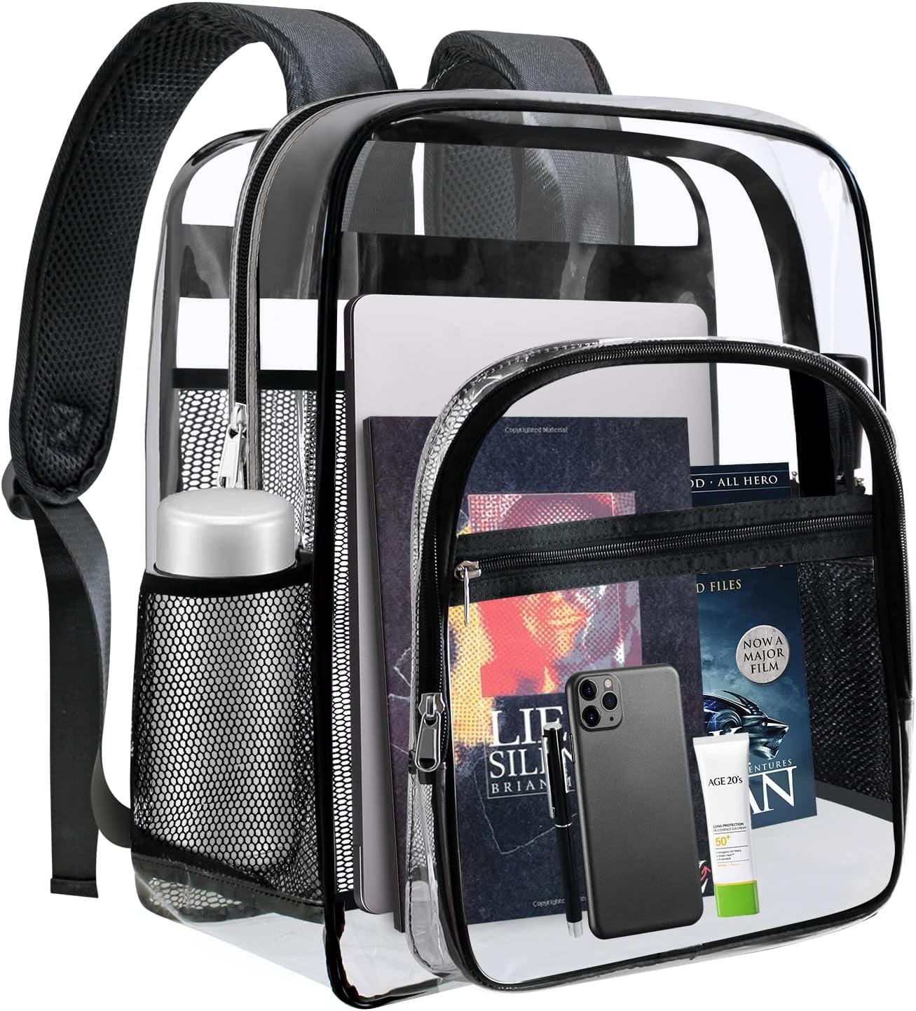Clear Backpack Daypack Schoolbag Bag Bookbag,Sturdy Shape Heavy Duty ...