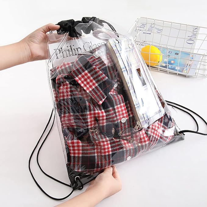 Clear Backpack, Drawstring Backpack, PVC Portable Waterproof Drawstring ...