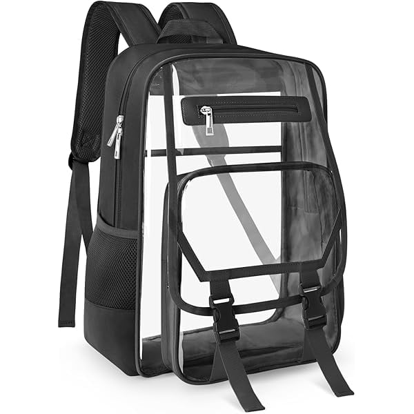 Clear Backpack Heavy Duty, Fabric & PVC Transparent Bookbag, See ...