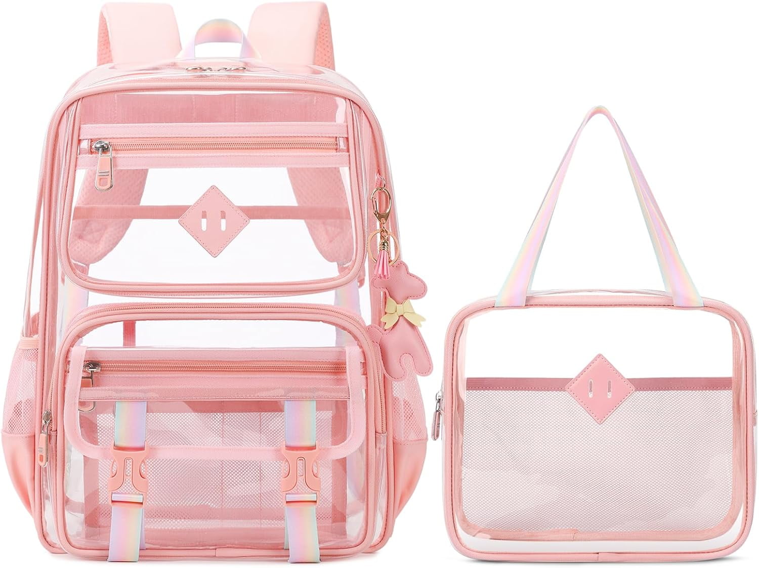 Clear Backpack for School, PVC Clear Bookbag Heavy Duty Transparent ...