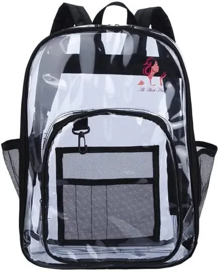 Clear Backpack - See-Through PVC Bookbags Stadium Approved Waterproof ...