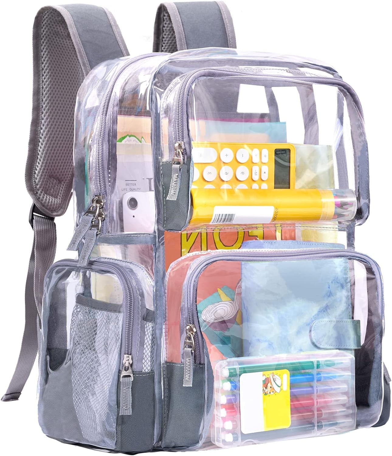 Clear Backpack - Transparent Backpack with Reinforced Bottom & Multi ...