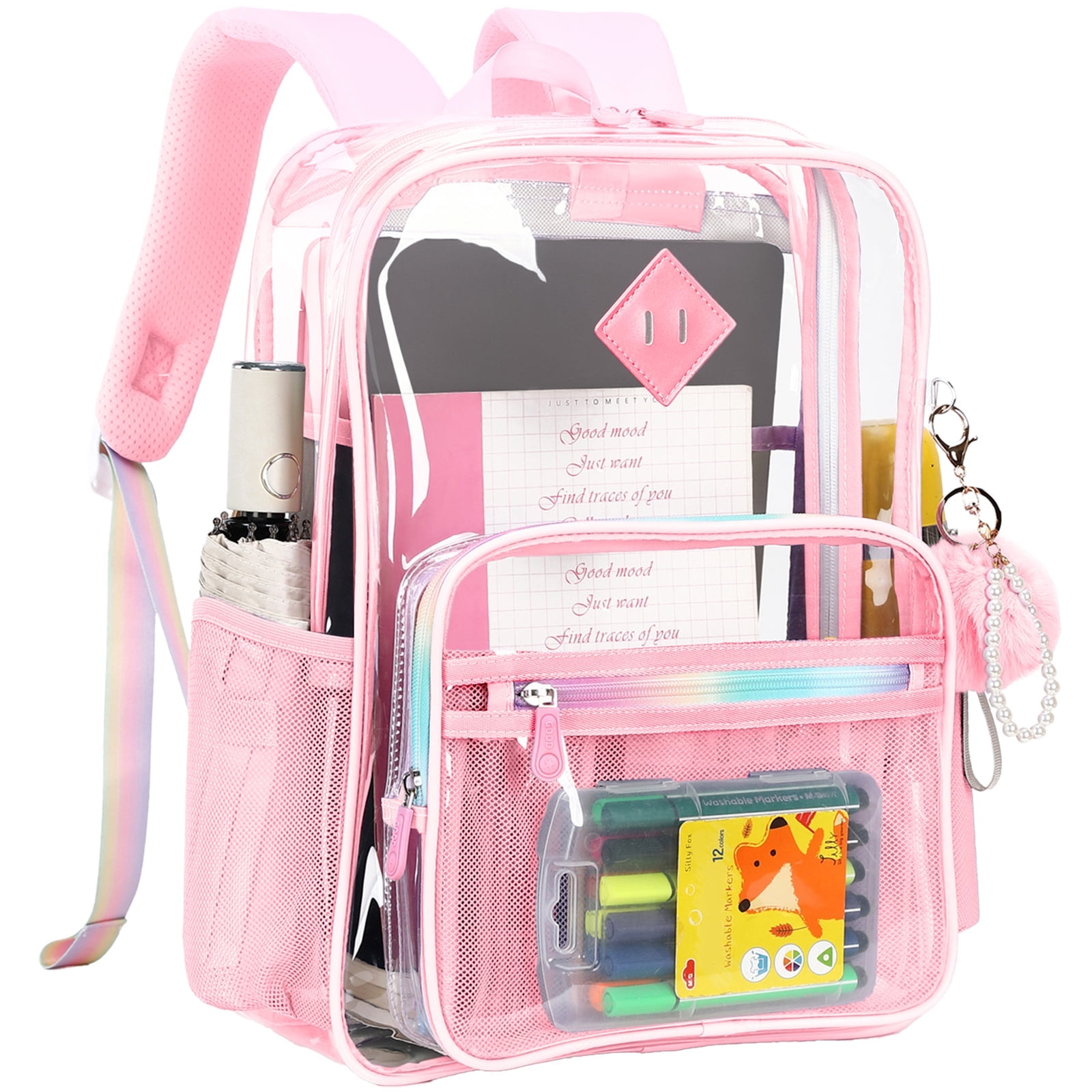 Clear Backpacks for School Heavy Duty PVC Transparent Bookbag Stadium ...