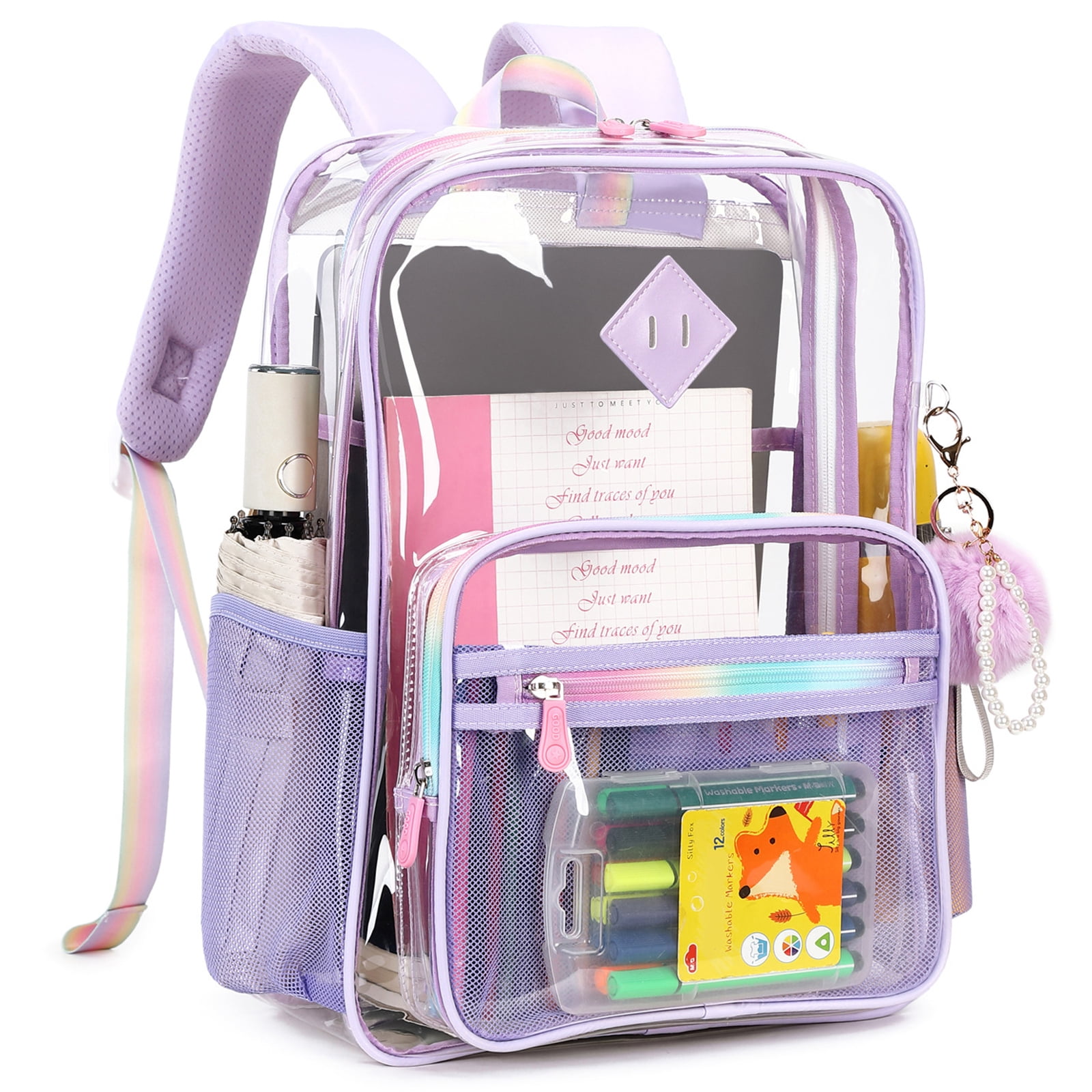 Clear Backpacks for School Heavy Duty PVC Transparent Bookbag Stadium ...