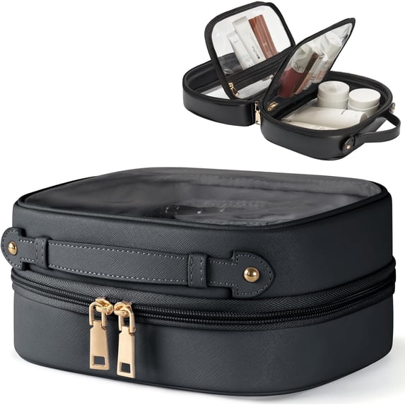 Clear Bag Double Layer Travel Toiletry Bag Clear Bag Case with 4 ...