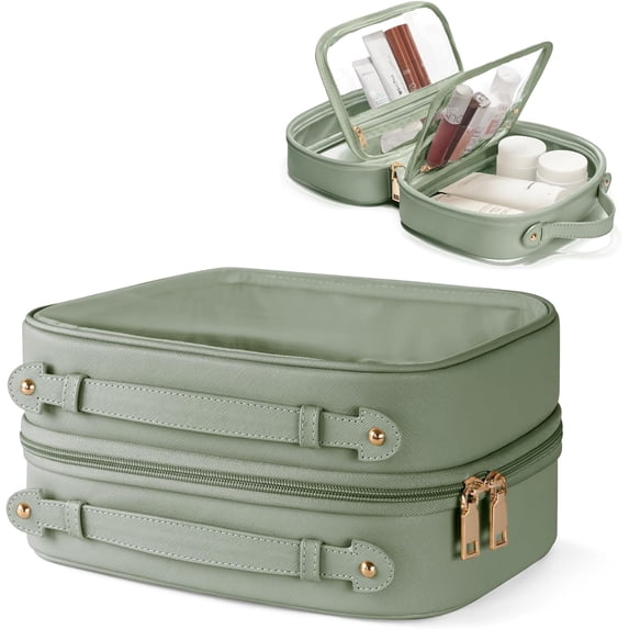 Clear Bag Double Layer Travel Toiletry Bag Clear Bag Case with 4 ...