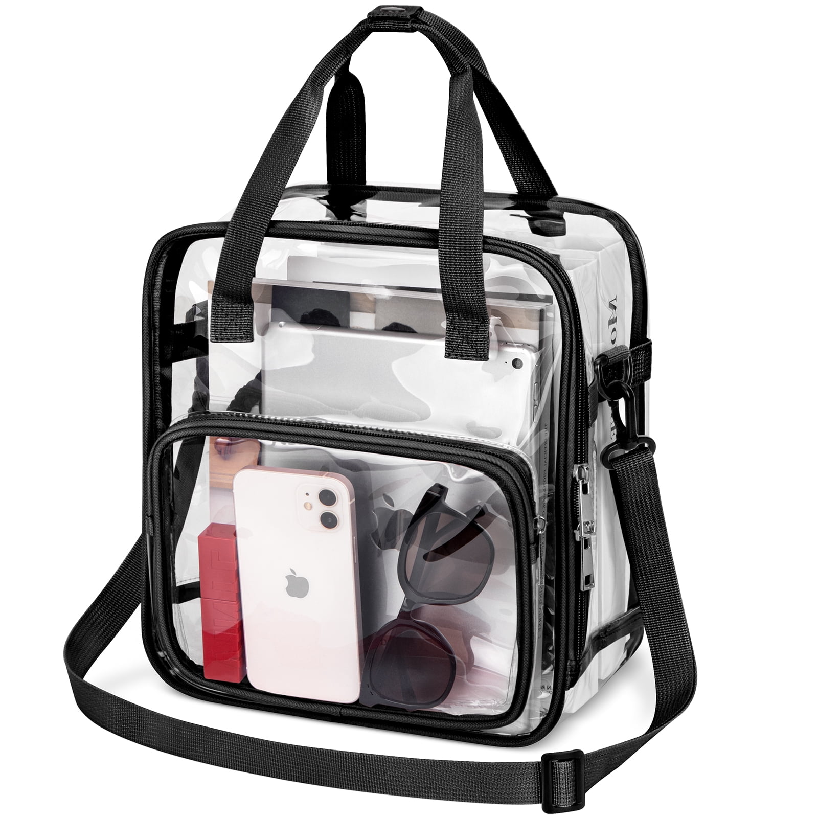 Clear Tote Bag for Stadium Events 12x12x6, Crossbody Clear Bag with ...