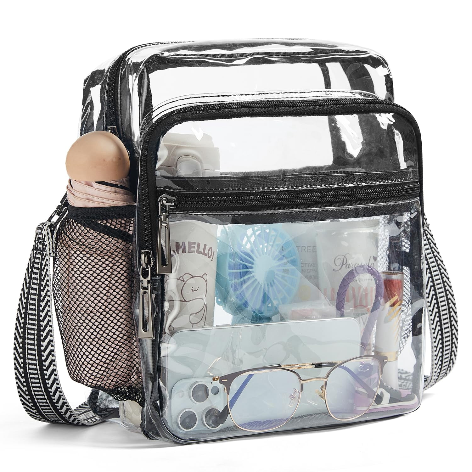 Clear Bag for Stadium Events 12x6x12, Compliant Crossbody Purse with 3 ...