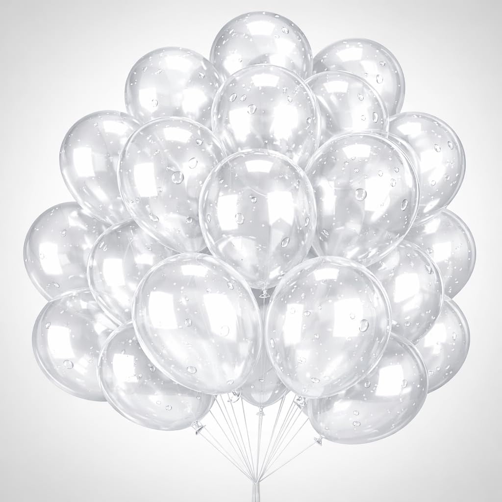 Clear Balloons 100 Pack, 12 Inch Round Latex Balloons, Helium ...