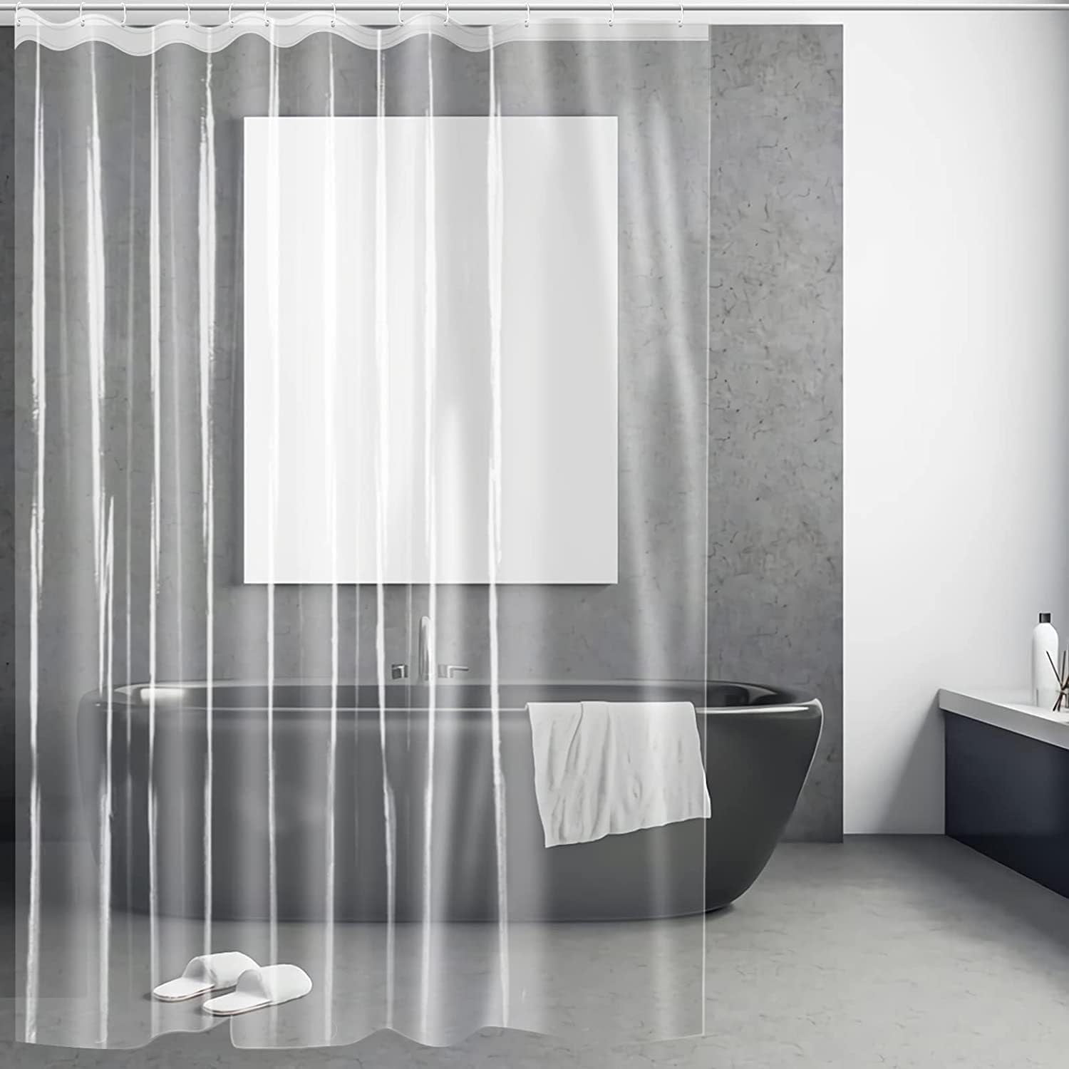 Clear Bathroom Shower Curtains 12G Thick Heavy Duty See Through Shower ...