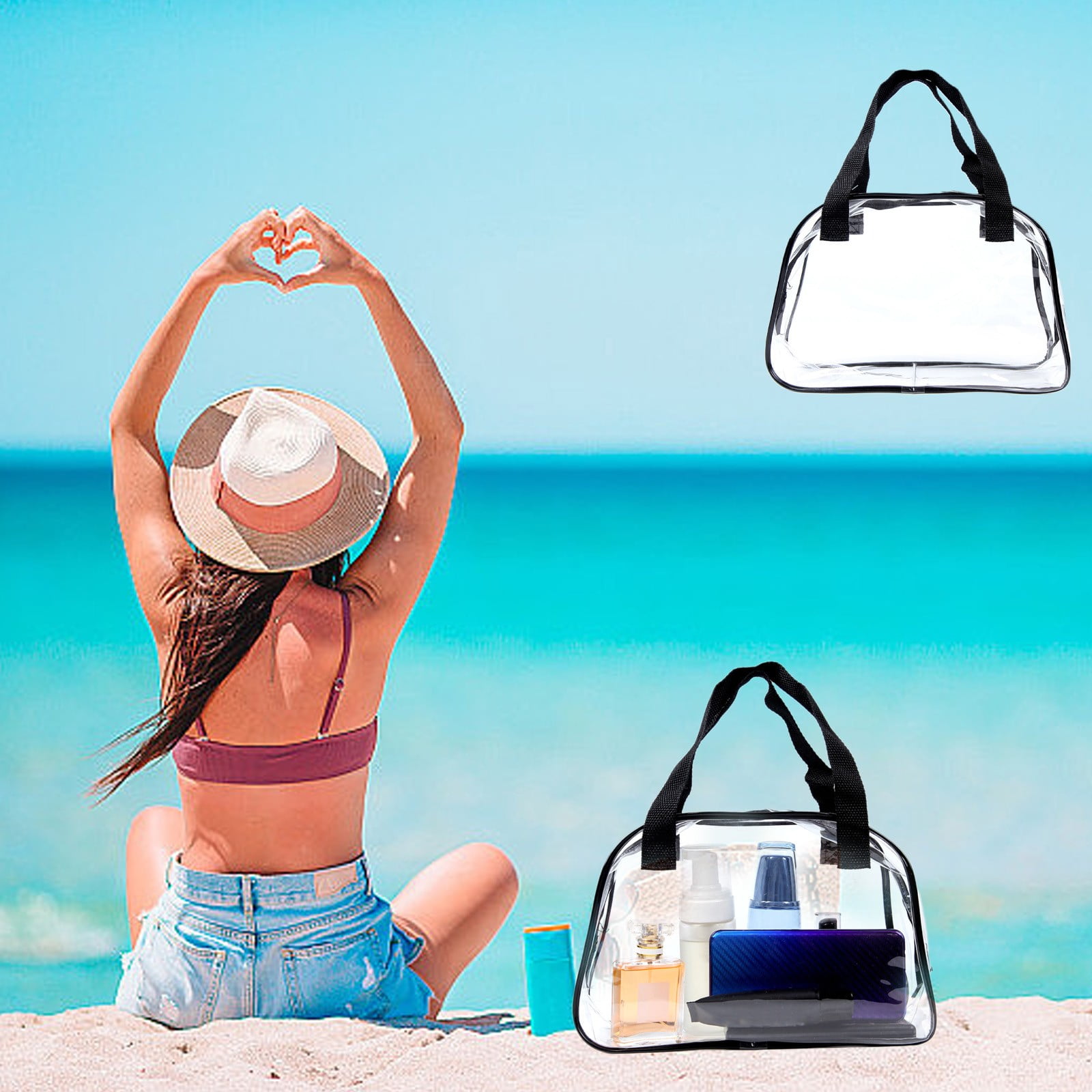 Clear Beach Bag Tote, Family Travel Women's Holiday Beach Accessories ...