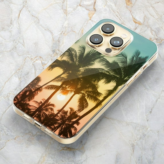 Clear Beach Sunset Palm Trees Tropical Coastal Phone Case 17 16 15 14 ...